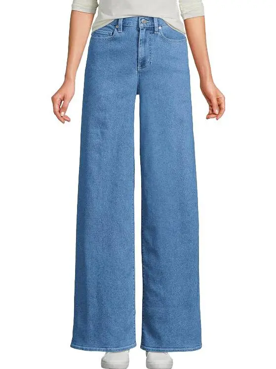 LANDS' END High Rise Wide Leg Jeans - Hutton Blue Wash