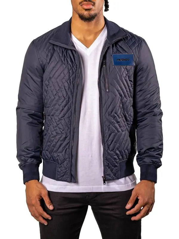 MACEOO Puffycomb Quilted Bomber Jacket - Blue