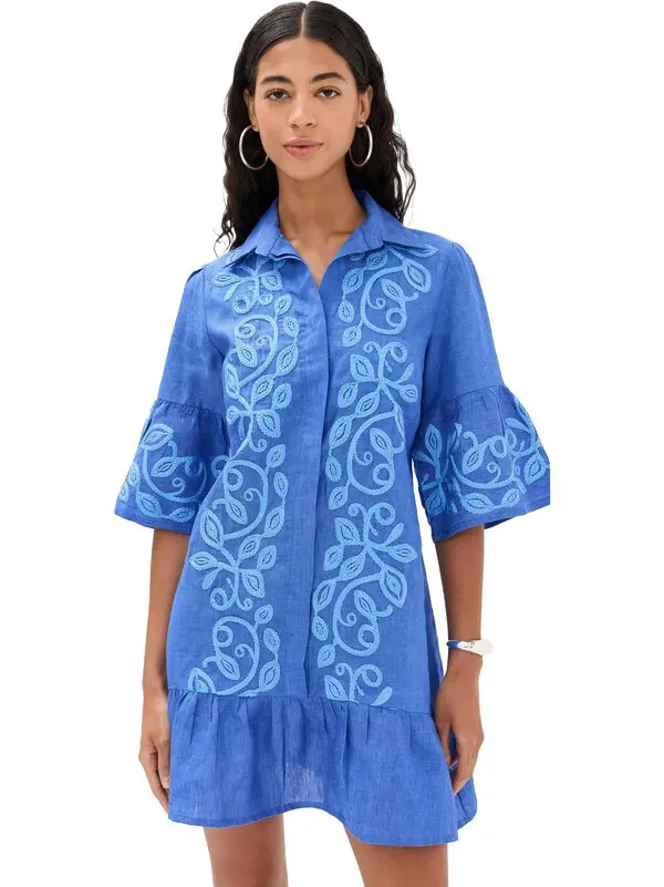 Temptation Positano Enza Embroidered Midi Dress - Blue