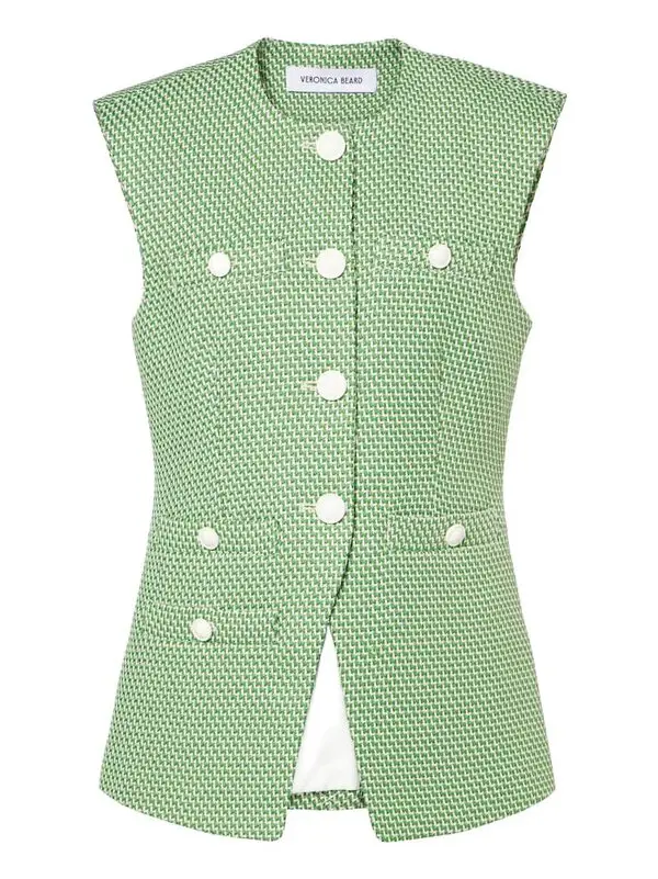 Veronica Beard Tamara Buttoned Vest - Green