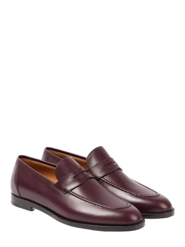 Loro Piana Sergio Leather Loafers - Burgundy
