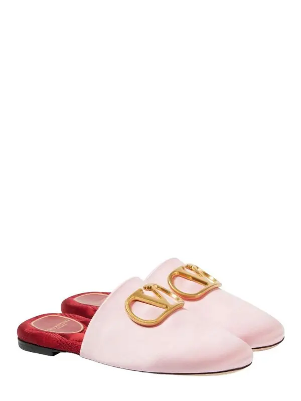 Valentino Garavani Vlogo Signature Satin Mules - Pink
