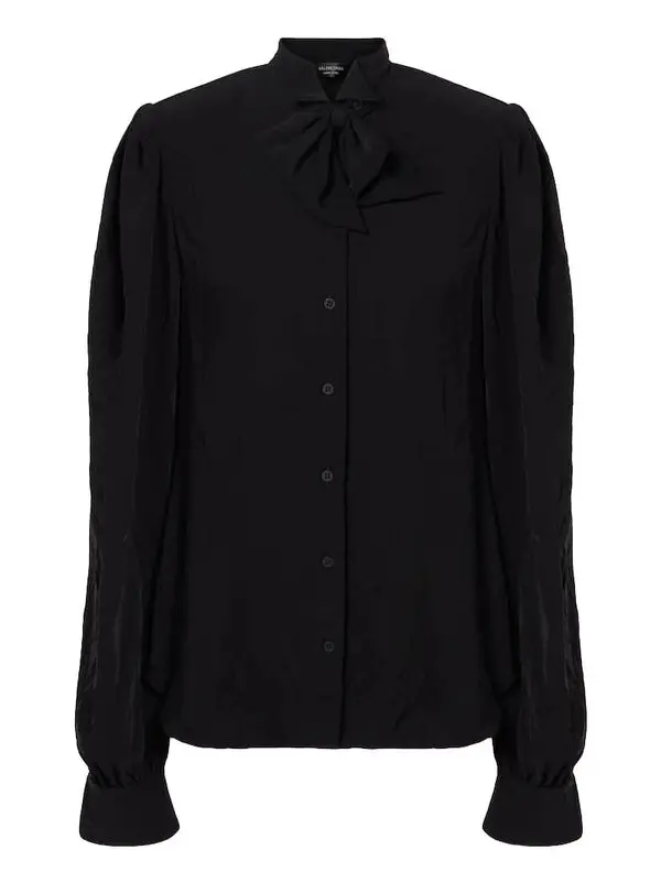 Balenciaga Tie-neck Crêpe Blouse - Black