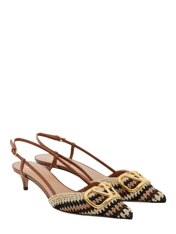 Valentino Garavani Vlogo Signature 40 Crochet Slingback Pumps - Multicoloured