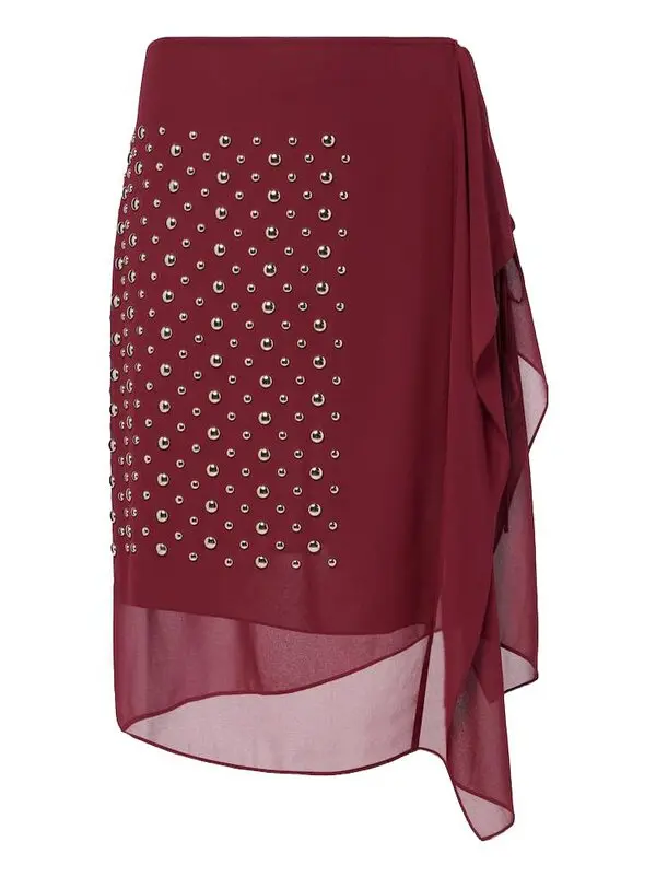 Dries Van Noten Embellished Wrap Skirt - Burgundy
