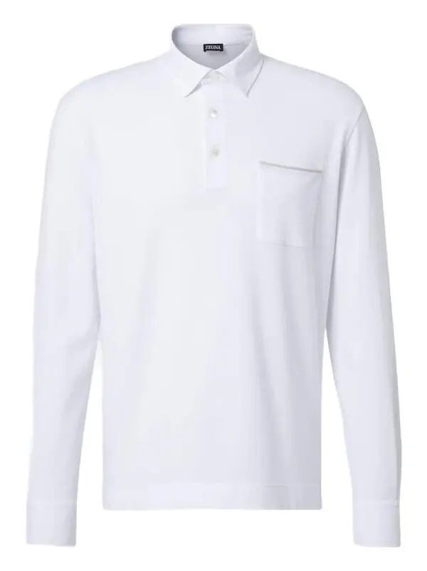 Zegna Logo Cotton Polo Shirt - White