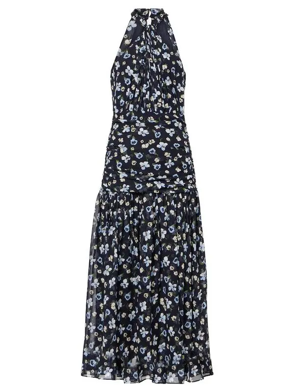 Veronica Beard Brock Floral-printed Halterneck Midi Dress - Multicoloured