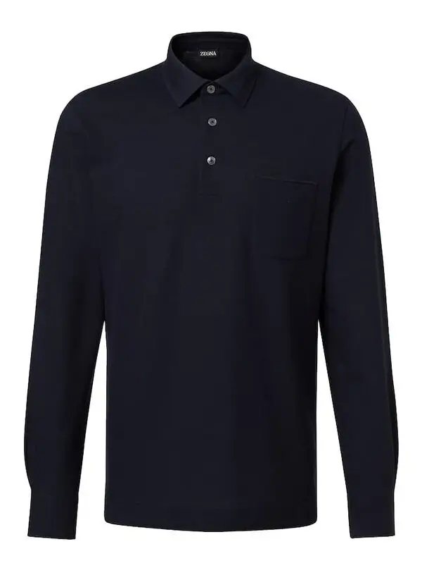 Zegna Logo Cotton Polo Shirt - Blue