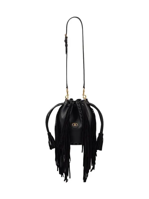 Valentino Garavani Nellcôte Small Leather Bucket Bag - Black
