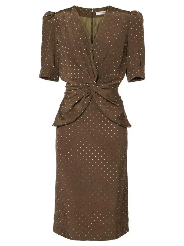 Alessandra Rich Polka-dot Silk Midi Dress - Green