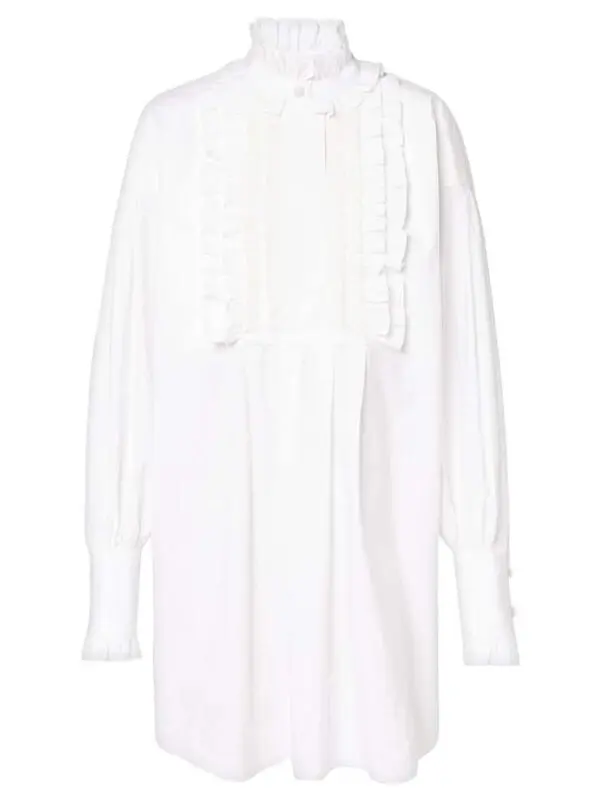 Valentino Garavani Ruffled Cotton, Linen, And Silk Minidress - White