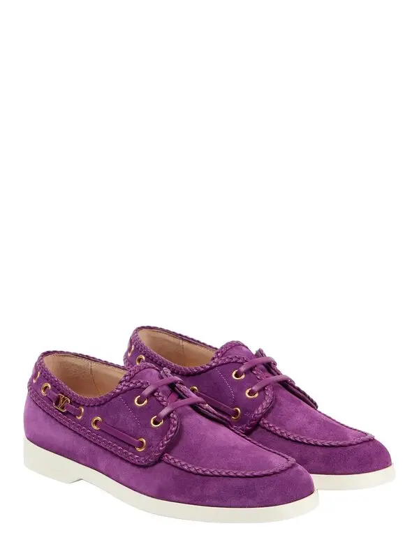 Valentino Garavani Palm Avenue Suede Boat Shoes - Purple