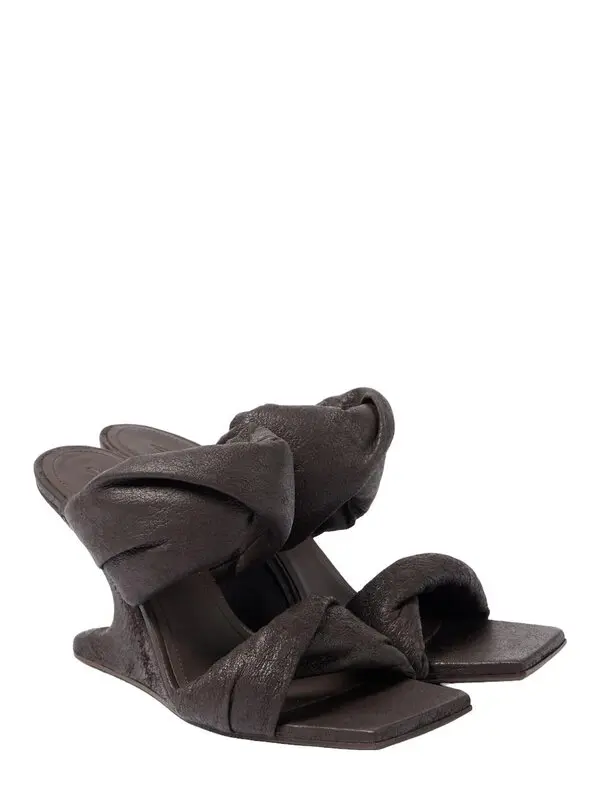 Rick Owens Twisted Cantilever 80 Leather Mules - Brown