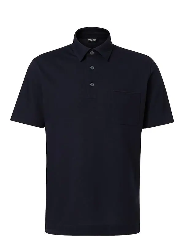 Zegna Logo Cotton Polo Shirt - Blue
