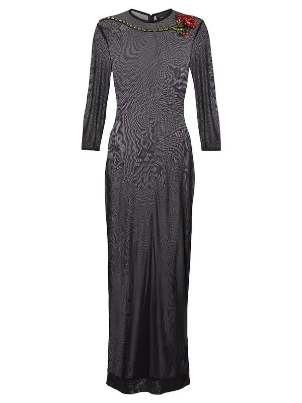 Simone Rocha Crystal-embellished Sheer Cocktail Dress - Black