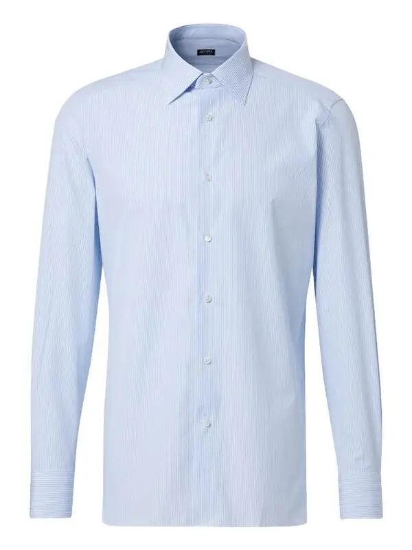 Zegna Striped Cotton Shirt - Blue