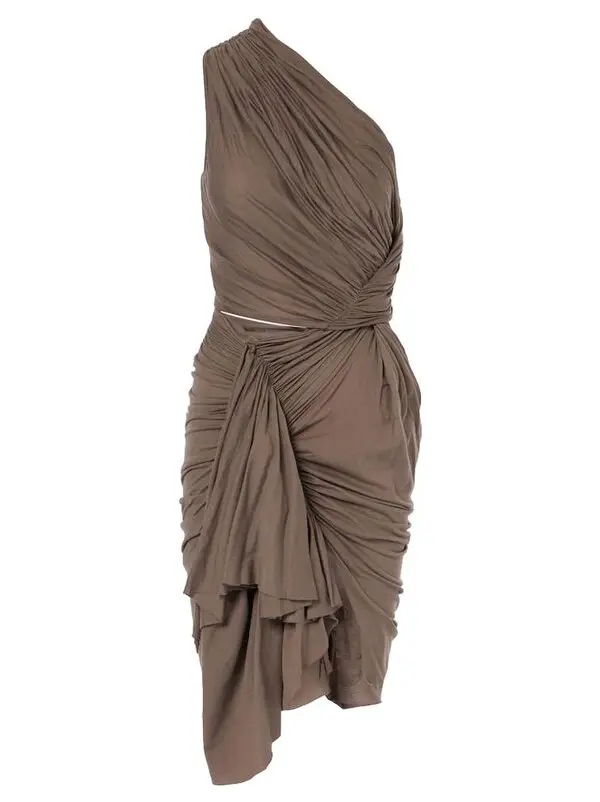 Rick Owens Draped Cutout Minidress - Grey