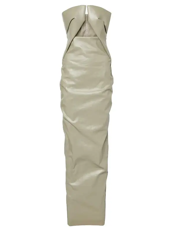 Rick Owens Prong Cut-out Coated Denim Gown - Green