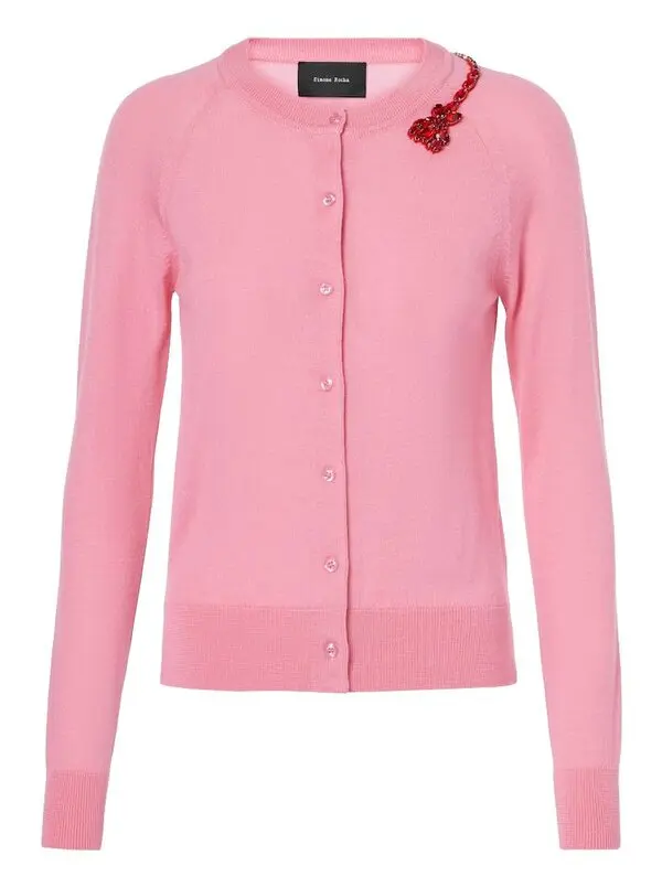 Simone Rocha Embellished Wool And Silk Cardigan - Pink