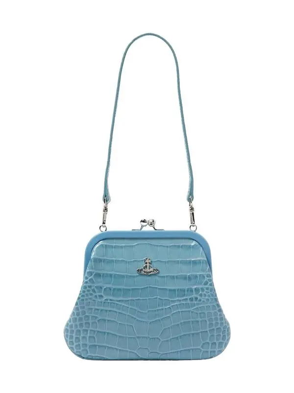 VIVIENNE WESTWOOD Croc-effect Leather Tote Bag - Blue