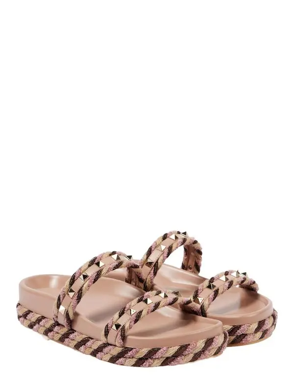 Valentino Garavani Rockstud Torchon Leather-trimmed Sandals - Multicoloured