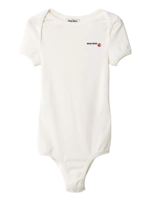 Miu Miu Petit Bateau X Stretch Jersey Bodysuit - White