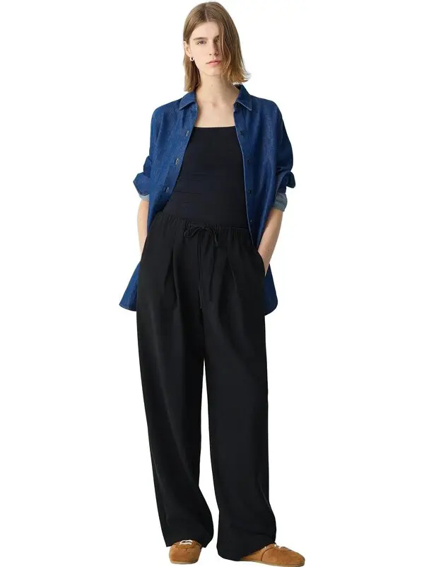 Theory Pleated Wide-leg Pants - Black