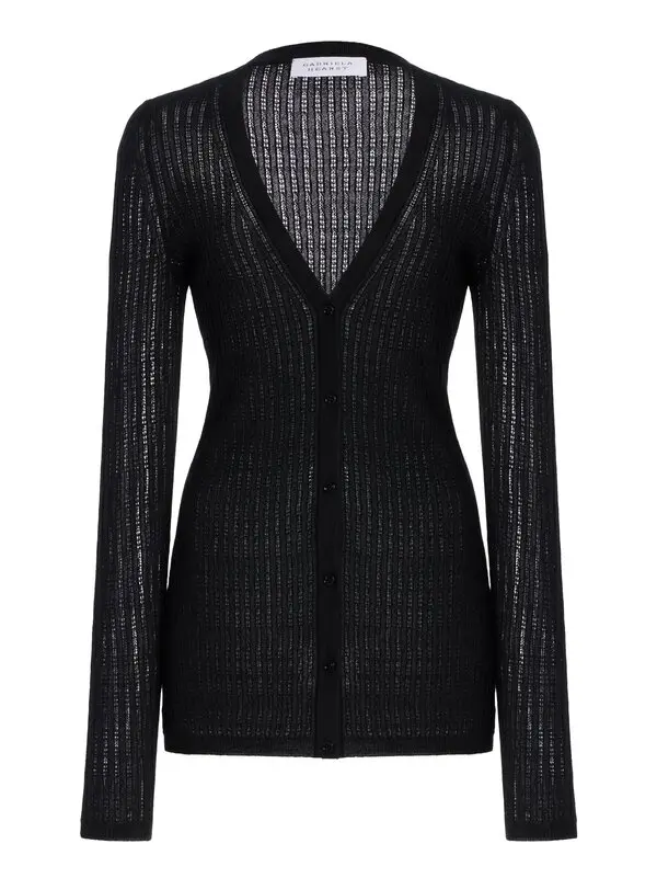 Gabriela Hearst Emma Pointelle-knit Cashmere-silk Cardigan - Black