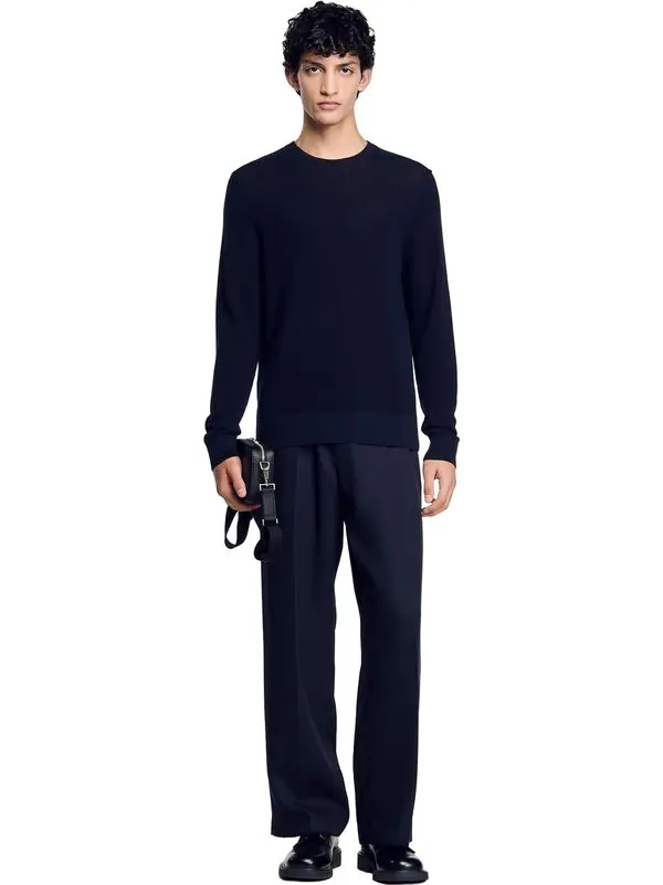 Sandro Textured Knit Sweater - Navy Blue