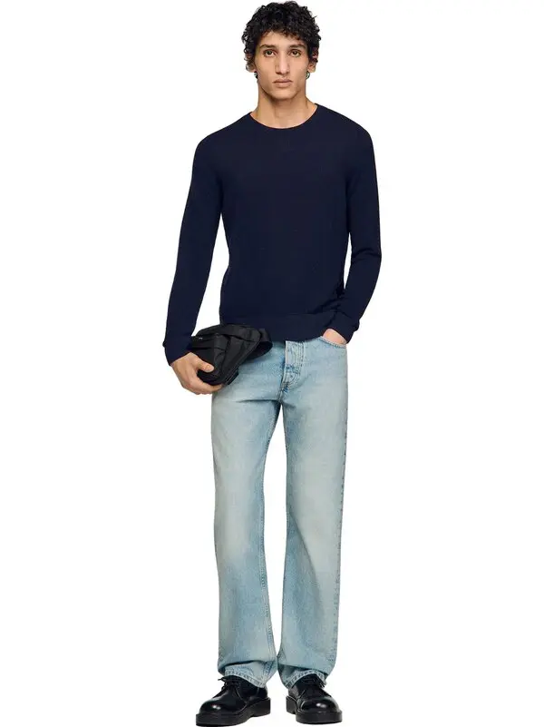 Sandro Textured Knit Sweater - Navy Blue