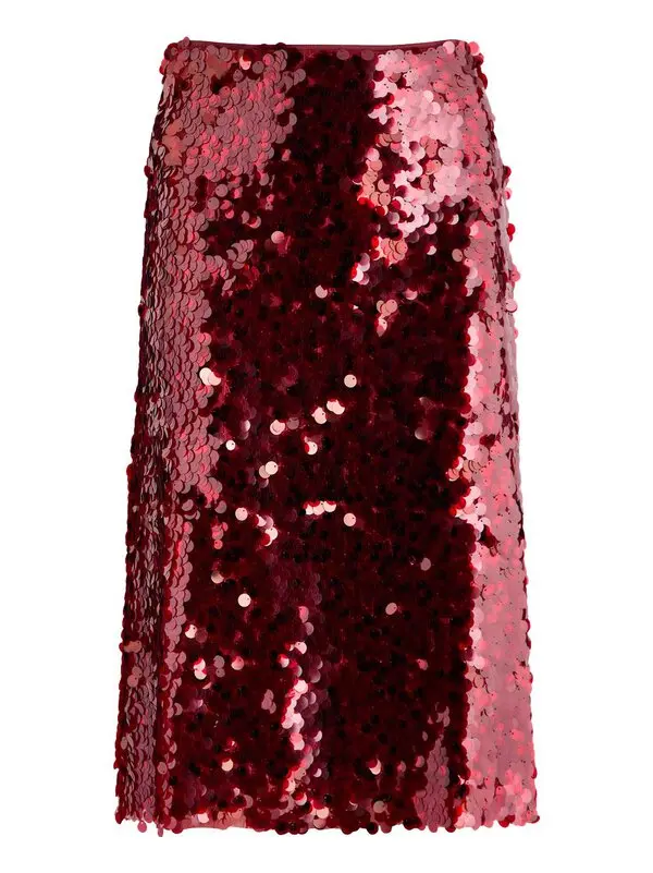 Vince Sequin-embellished Tulle Midi Skirt - Red