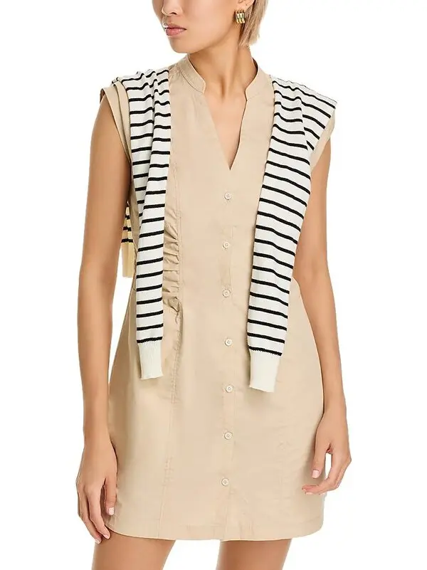 Derek Lam 10 Crosby Lotte Mixed Media Dress - Safari