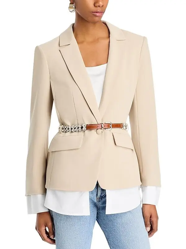 Cinq À Sept Vittoria Belted Jacket - Khaki/white