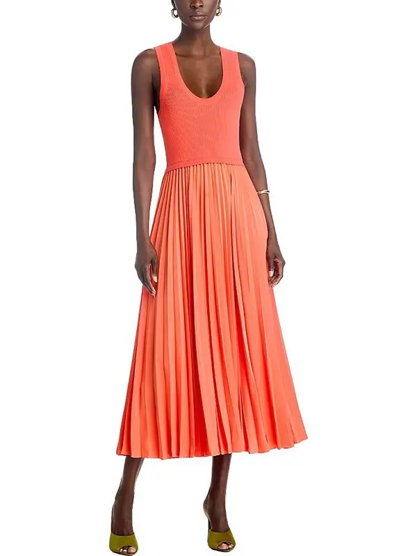 Cinq À Sept Parma Midi Dress - Coral Orange