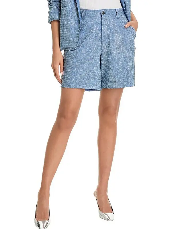 Cinq À Sept Chambray Rhinestone Shorts - Medium Blue