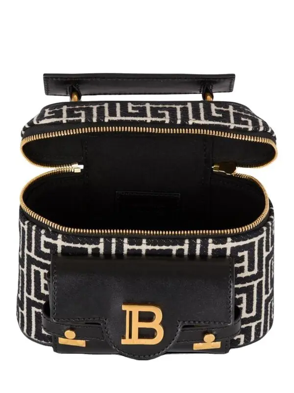 Balmain B-buzz Vanity In Monogram Jacquard - Black