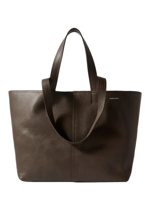 Ami Textured-leather Tote - Green