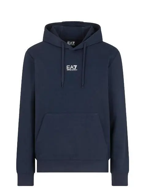 EA7 Core Identity Cotton Hooded Sweatshirt - Blue