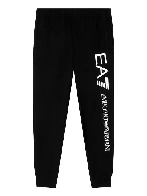EA7 Logo Series Cotton Joggers - Black