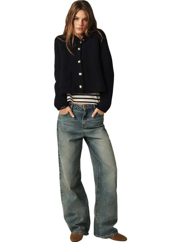 Ba&sh Gabriel Cardigan With Peter Pan Collar - Blue