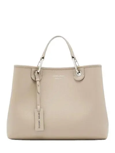 Emporio Armani Medium Myea Shopper Bag With Deer Print - Beige