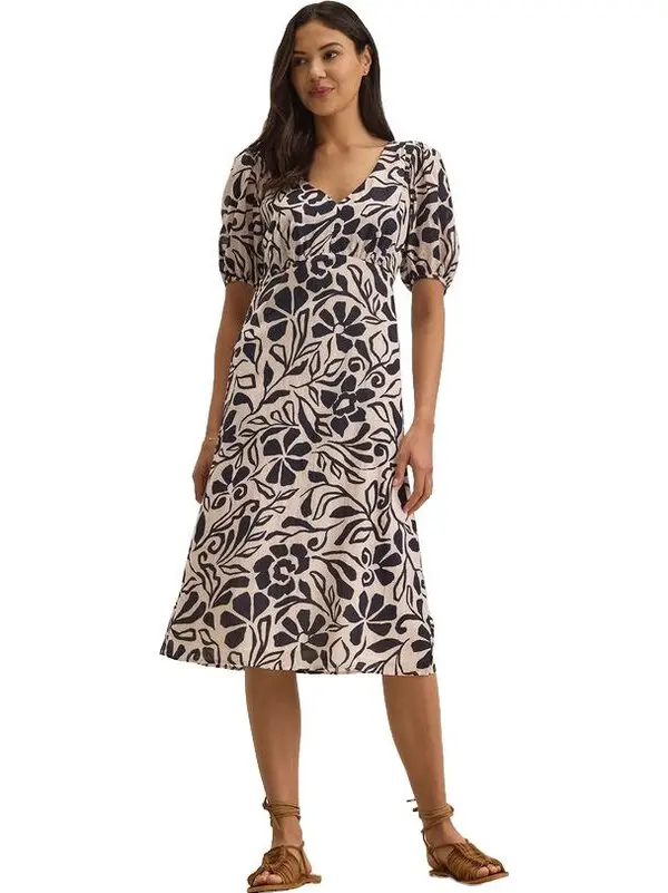 Velvet By Graham & Spencer India Printed Midi Dress - Natural