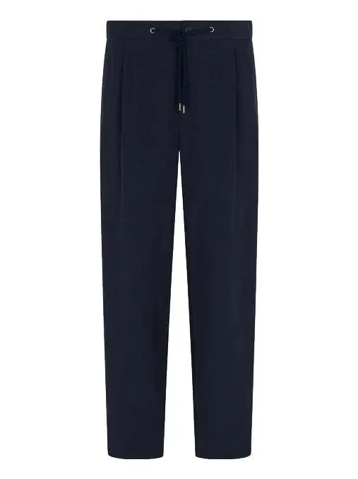 Giorgio Armani Single-pleat Linen-canvas Trousers - Blue