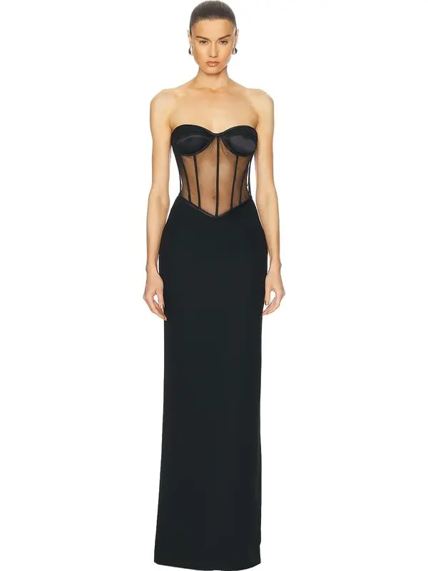 THE NEW ARRIVALS ILKYAZ OZEL Tara Gown - Obsidian Black