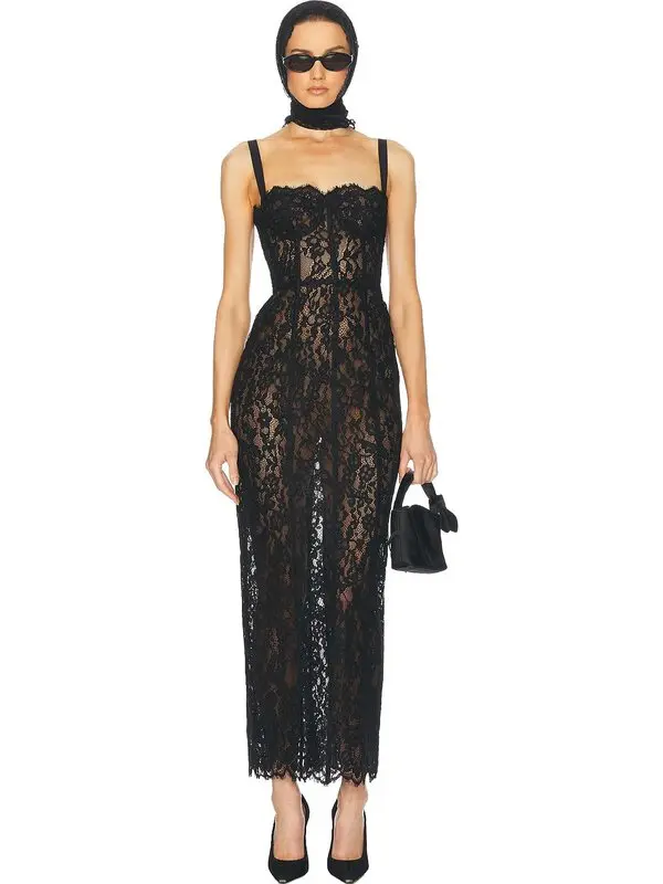 HELSA The Lace Column Dress - Black