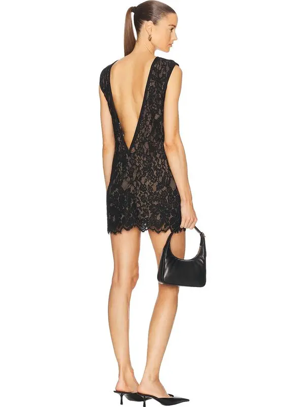 HELSA Lace Mini Dress - Black