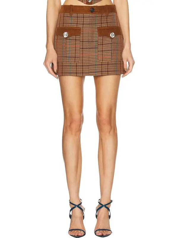AREA Crystal Mini Skirt - Caramel Mulit