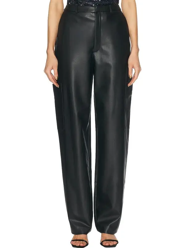 Lapointe Stretch Faux Leather Tapered Trouser - Black