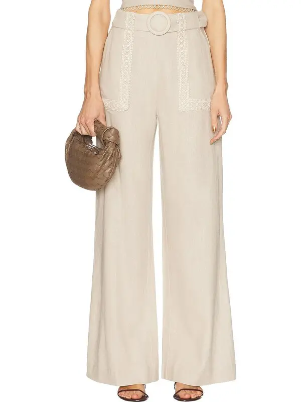 PatBO Candy Linen Wide Leg Pant - Natural