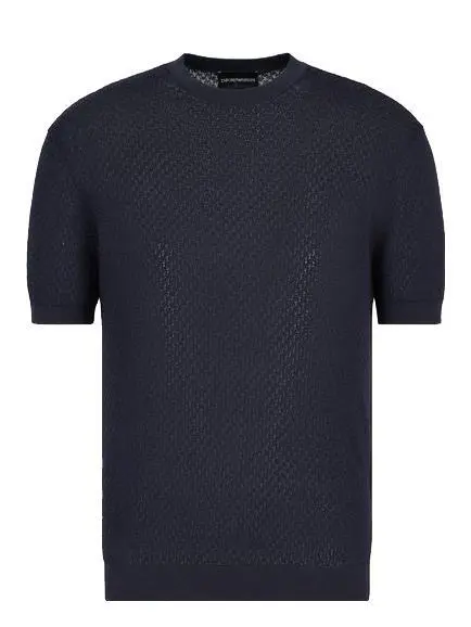 Emporio Armani Micro-pattern Jacquard Jumper - Blue